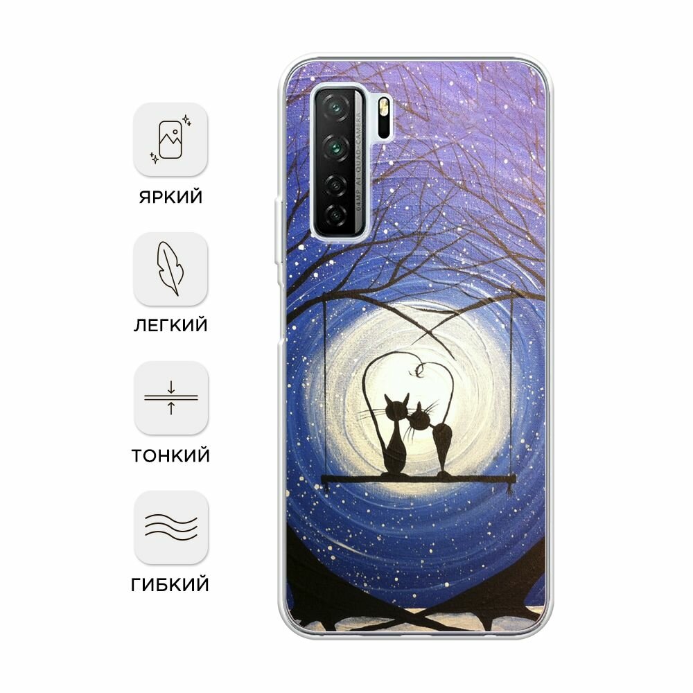 Чехол на Honor 30S Global/Huawei P40 Lite 5G/Nova 7 SE / Хонор 30S/Хуавей P40 Lite 5G с принтом Влюбленные котики 10 — фото 1