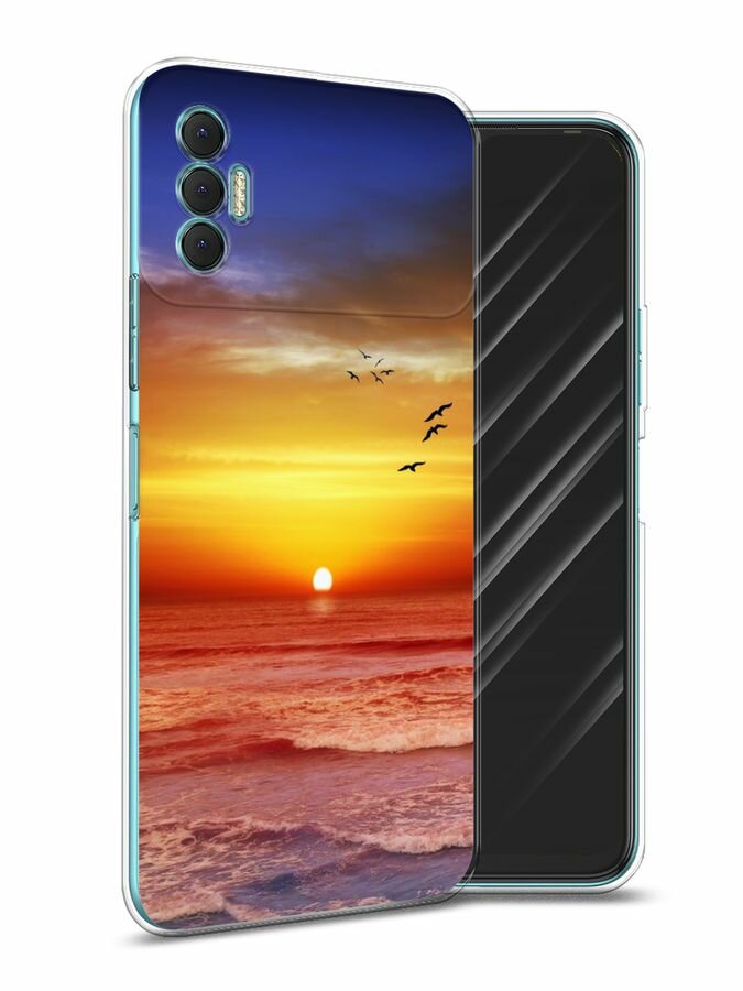 Силиконовый чехол на Tecno Spark 8P / Техно Спарк 8P с принтом закат 3