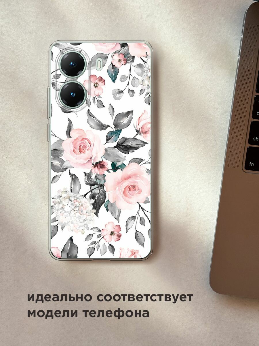 Чехол на Poco X7 Pro / Поко X7 Про с принтом "Розы на белом" — фото 1