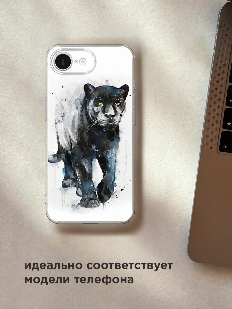 Чехол на Apple iPhone 16e/17e / Айфон 16е/17e с принтом "Пантера арт 3" — фото 1