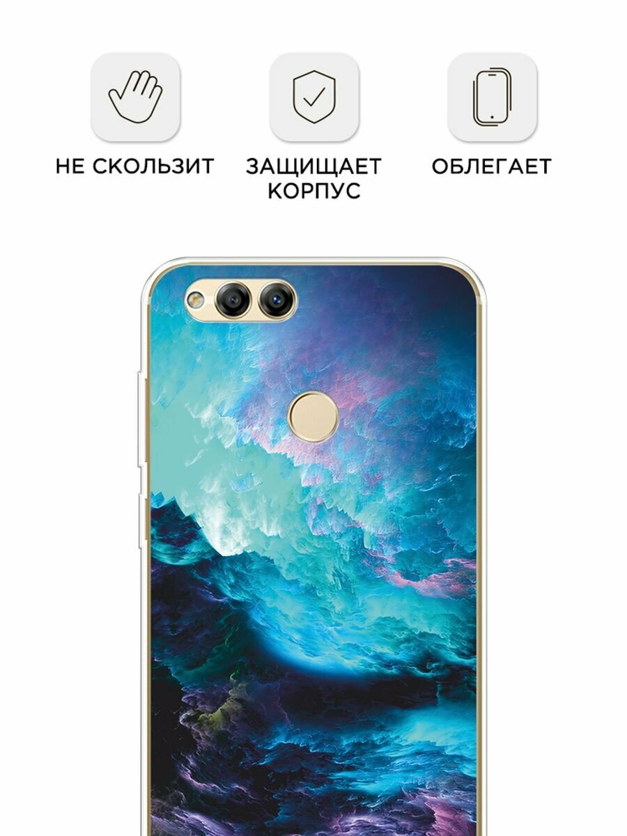 Силиконовый чехол на Honor 7X / Хонор 7Х с принтом "Бирюзовое небо" — фото 1