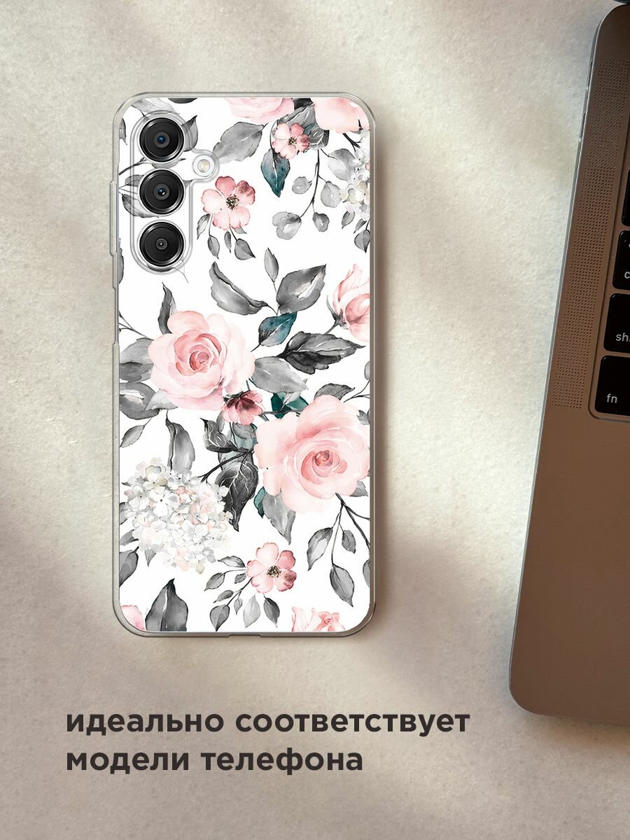 Чехол на Samsung Galaxy A16 / Самсунг А16 с принтом "Розы на белом" — фото 1