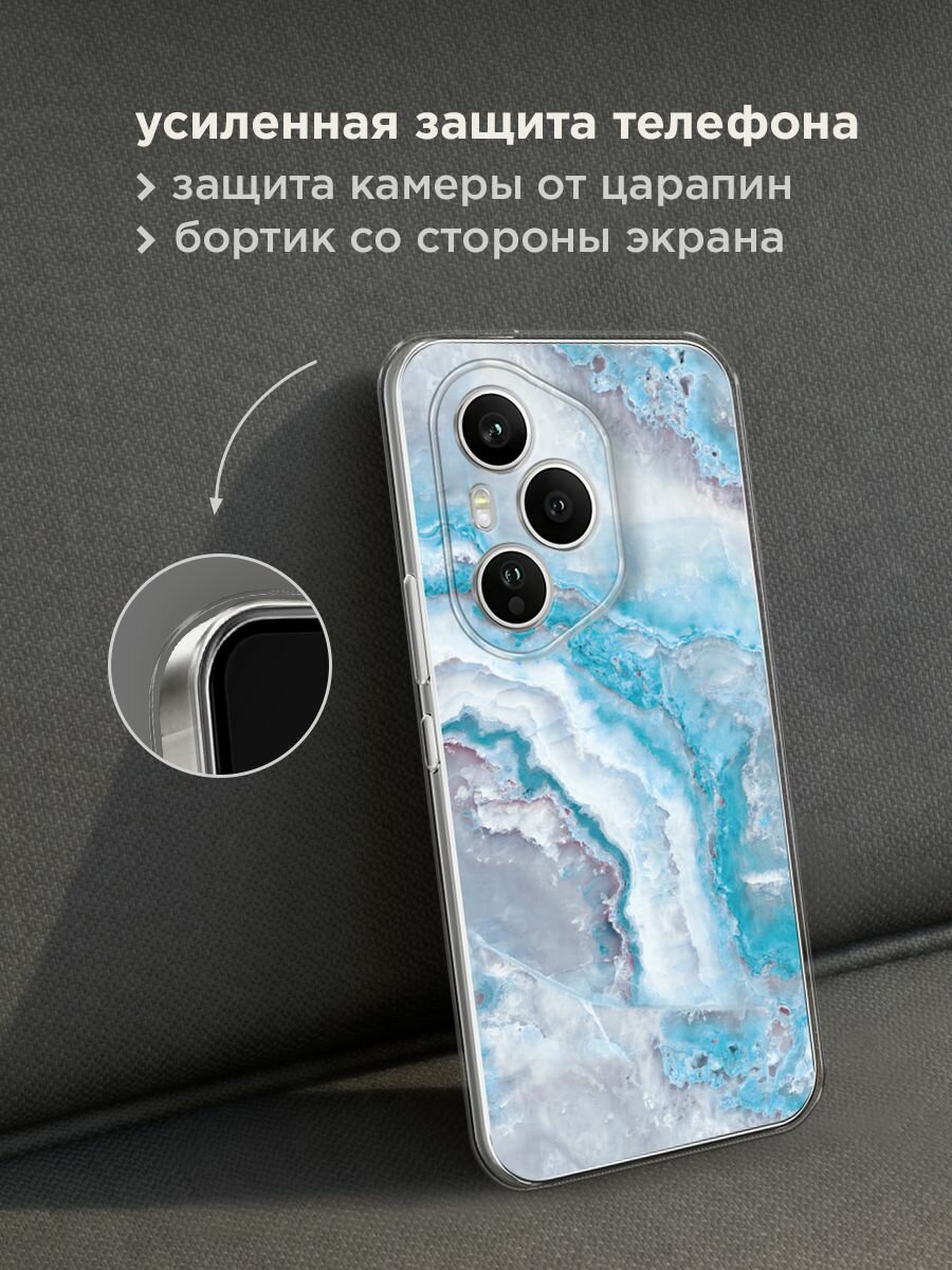 Чехол на Honor 400 Pro / Хонор 400 Про с принтом "Нежно-голубой мрамор" — фото 1