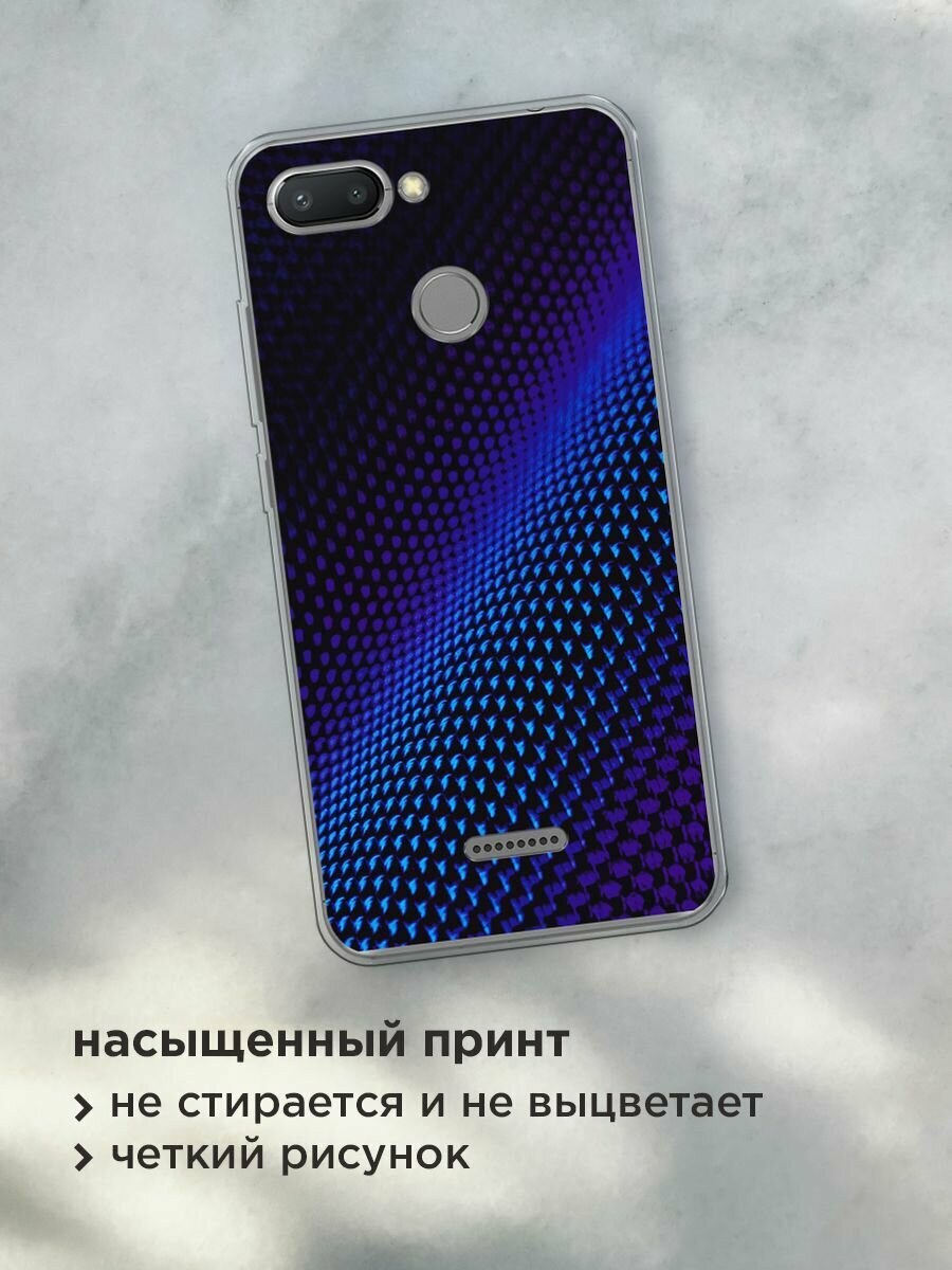 Чехол на Xiaomi Redmi 6 / Сяоми Редми 6 с принтом "Синий карбон" — фото 1