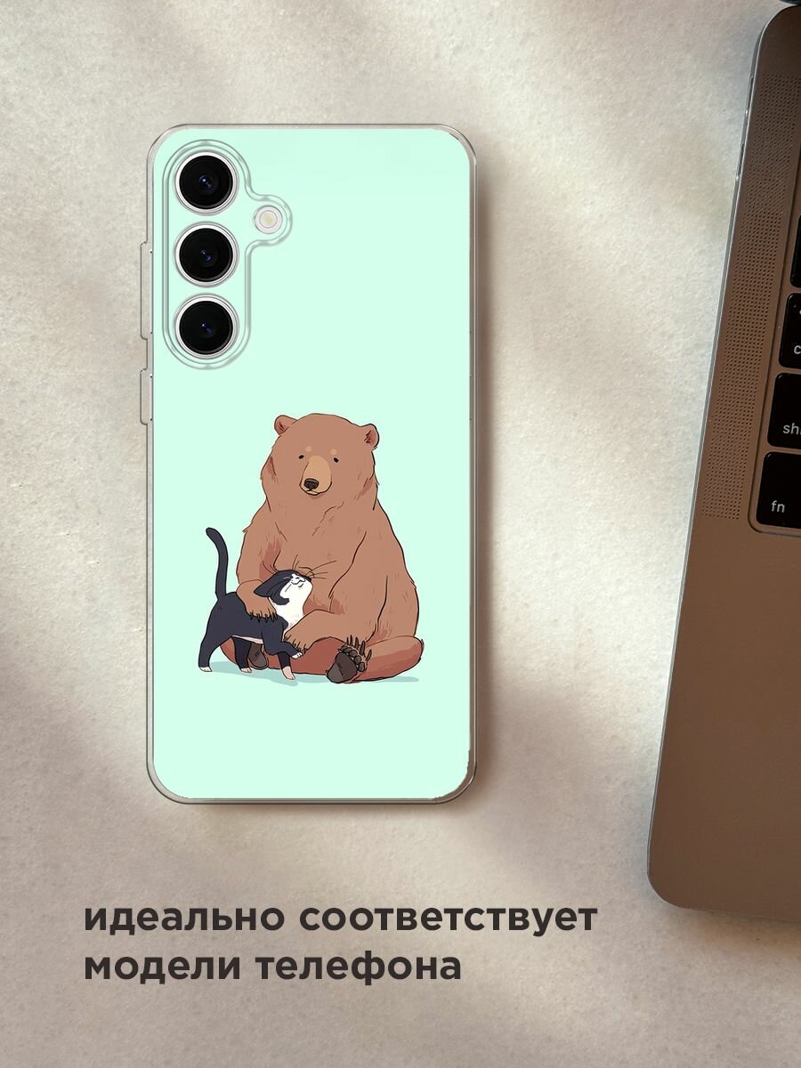 Чехол на Samsung Galaxy S25 FE / Самсунг S25 Фе с принтом "Медведь и кошка дружба" — фото 1
