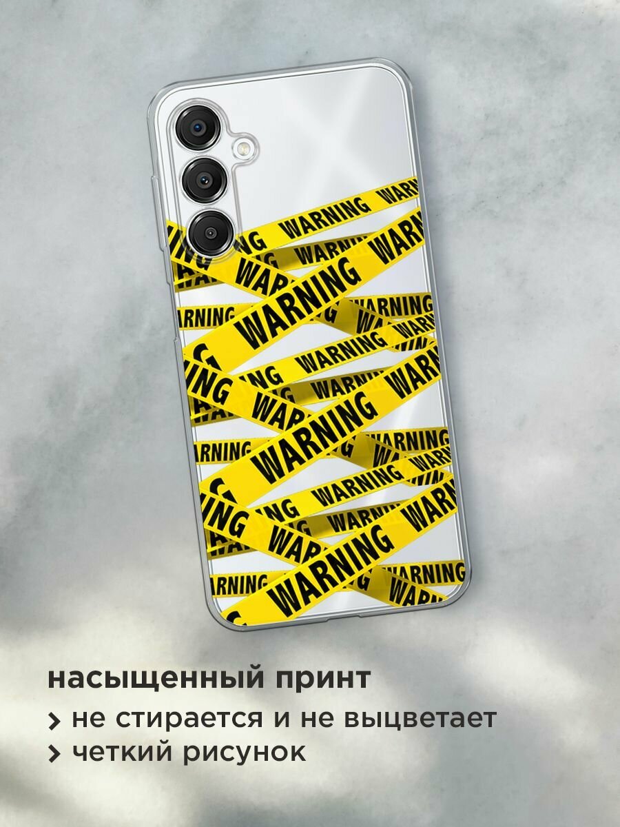 Чехол на Samsung Galaxy A16 / Самсунг А16 с принтом "Warning!", прозрачный — фото 1