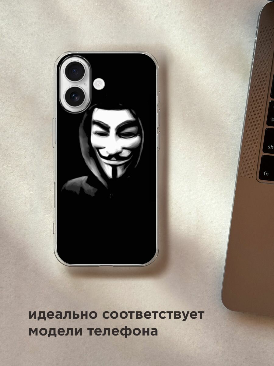 Силиконовый чехол на Apple iPhone 17 / Айфон 17 с принтом "Анонимус" — фото 1