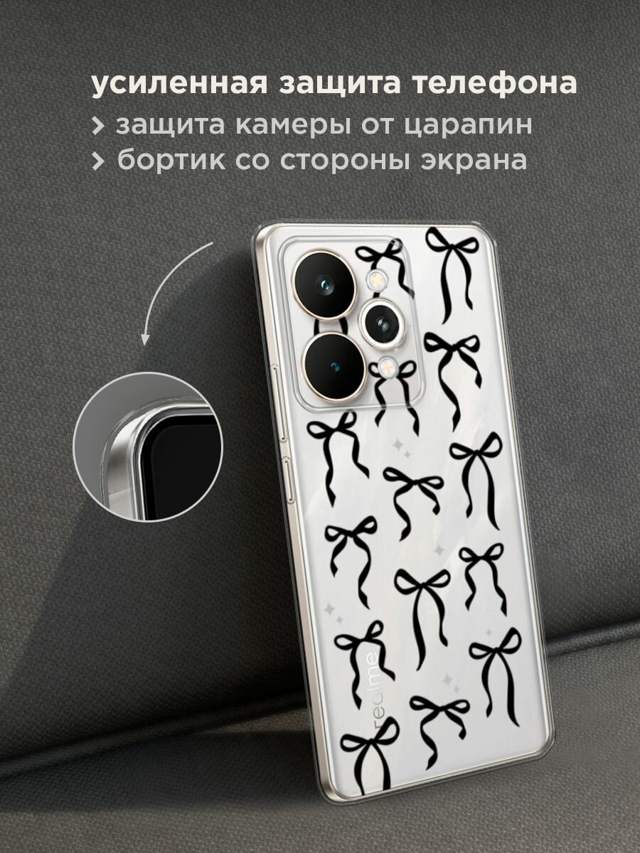 Чехол на Realme 15 Pro / Реалми 15 Про с принтом "Black bows", прозрачный — фото 1