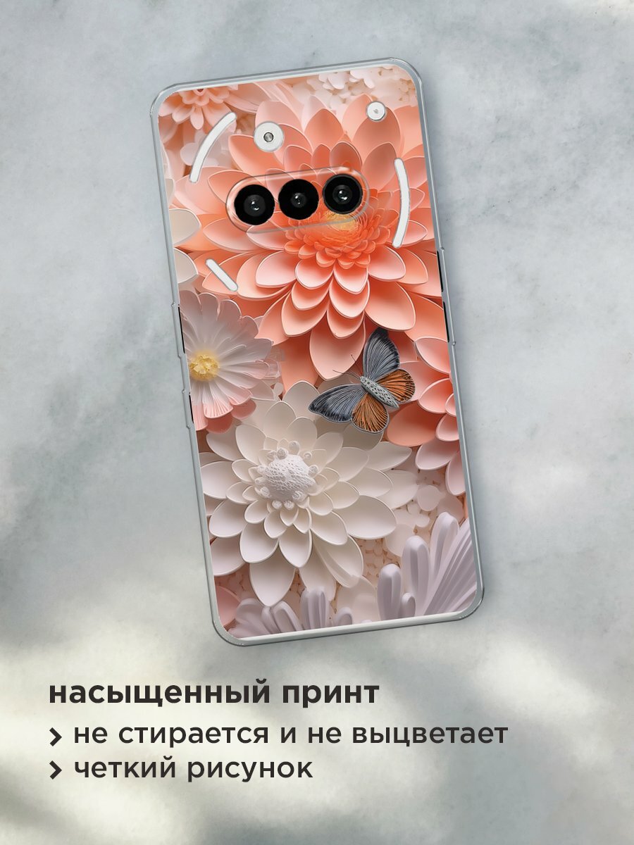 Чехол на Nothing Phone 3a / Нотинг Фон 3а с принтом "Бумажные цветы" — фото 1