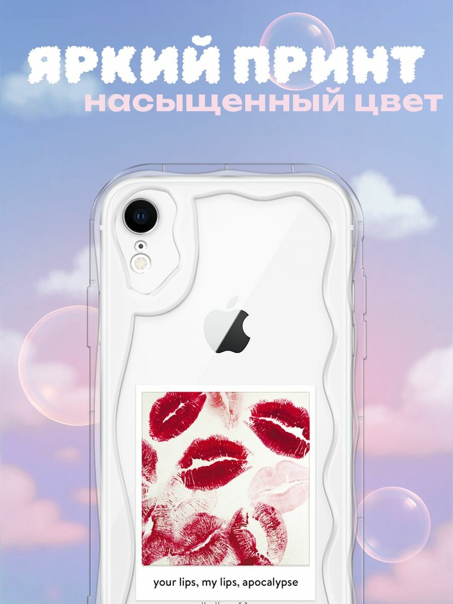 Чехол на Apple iPhone XR / Айфон XR с принтом Полароид губы 2 — фото 1