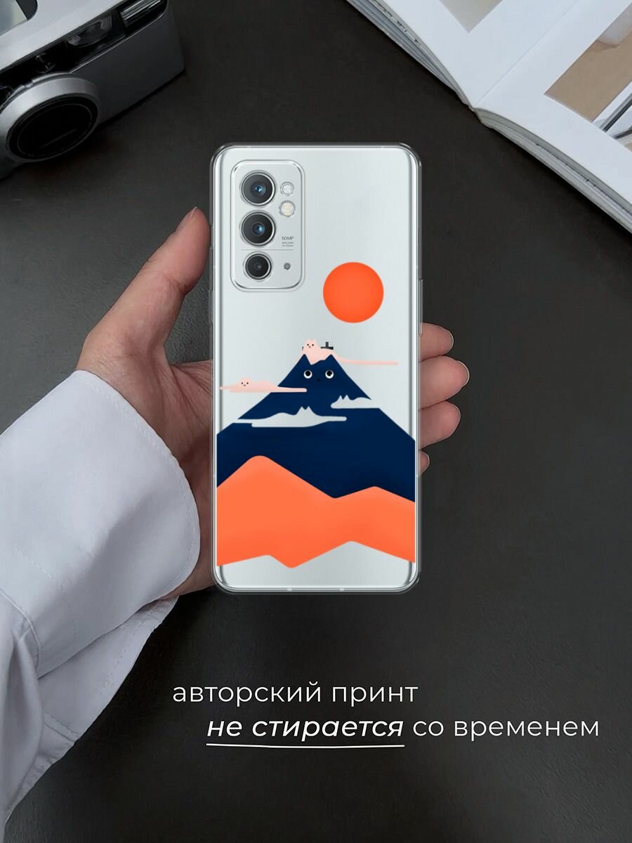 Чехол на OnePlus 9RT / ВанПлас 9RT с принтом "Кот-гора", прозрачный — фото 1