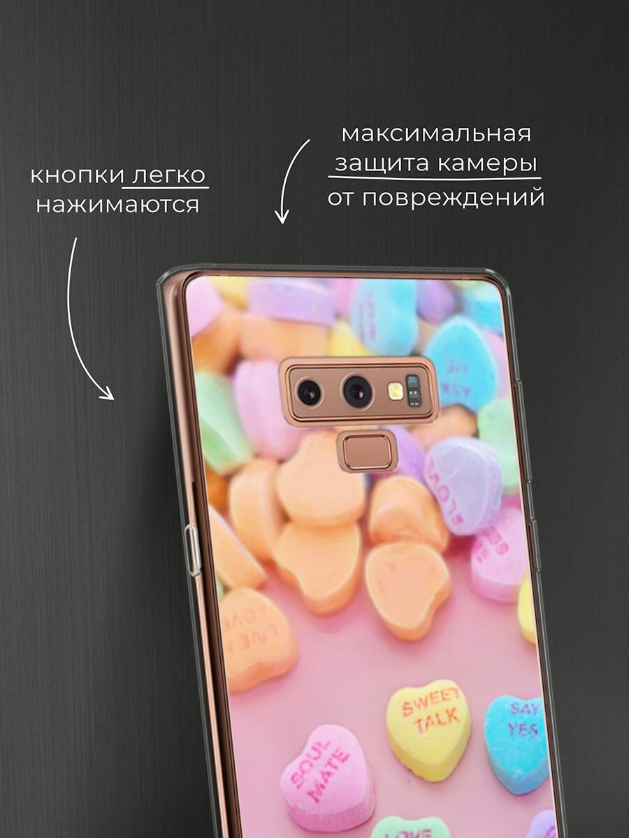 Чехол на Samsung Galaxy Note 9 / Самсунг Галакси Нот 9 с принтом "Конфетки сердечки 2" — фото 1