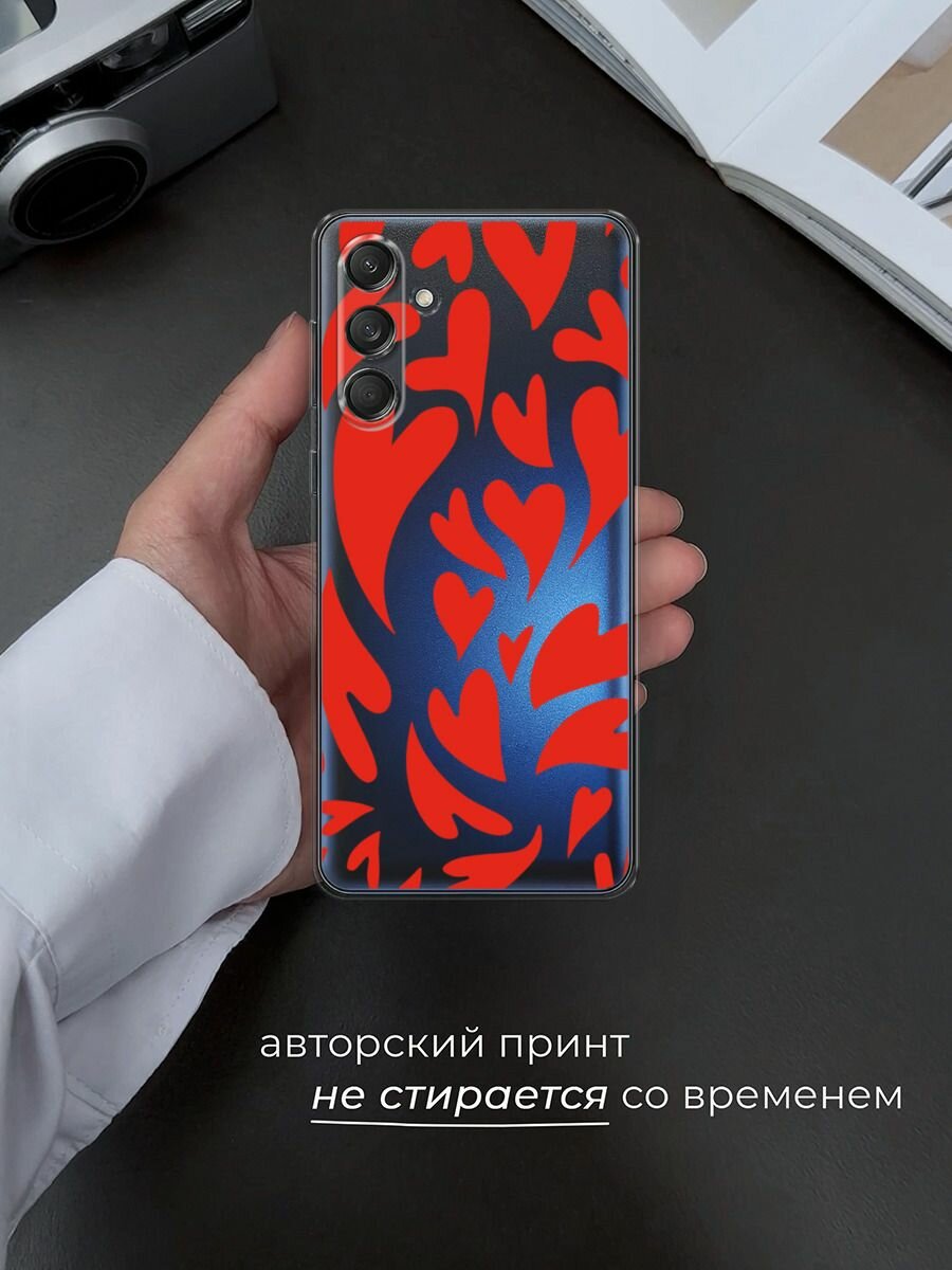 Чехол на Samsung Galaxy M55 / Самсунг M55 с принтом "Crazy hearts 2 - 14 февраля", прозрачный — фото 1