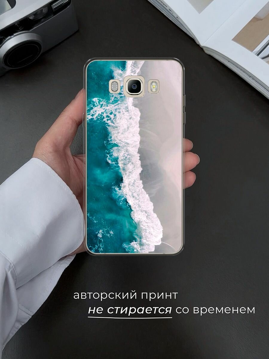 Чехол на Samsung Galaxy J7 2016 / Самсунг Галакси Джей 7 2016 с принтом "Бирюзовые волны" — фото 1