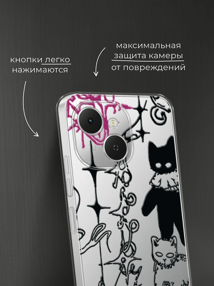Чехол на Tecno Spark 40C / Текно Спарк 40C с принтом "Готические котики" — фото 1