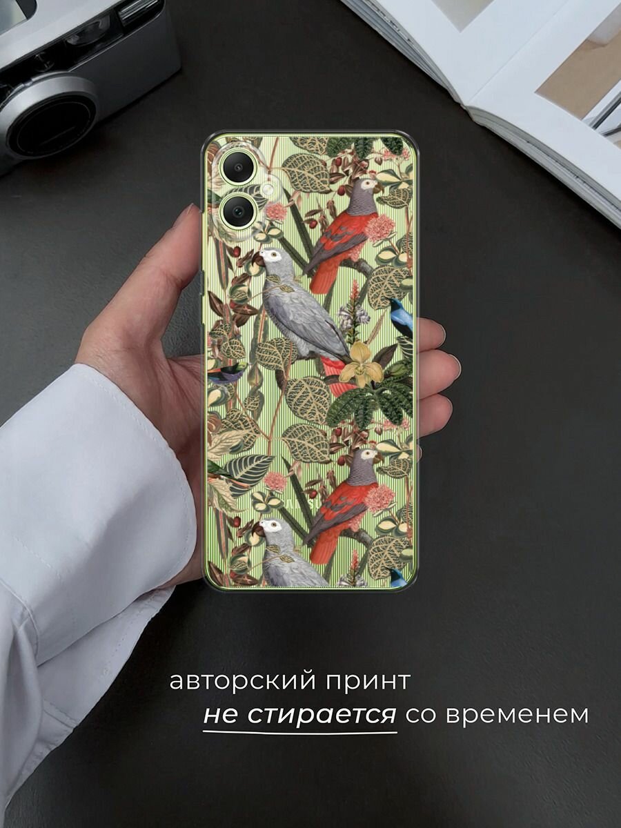 Чехол на Samsung Galaxy A05 / Самсунг Галакси A05 с принтом "Tropical pattern", прозрачный — фото 1