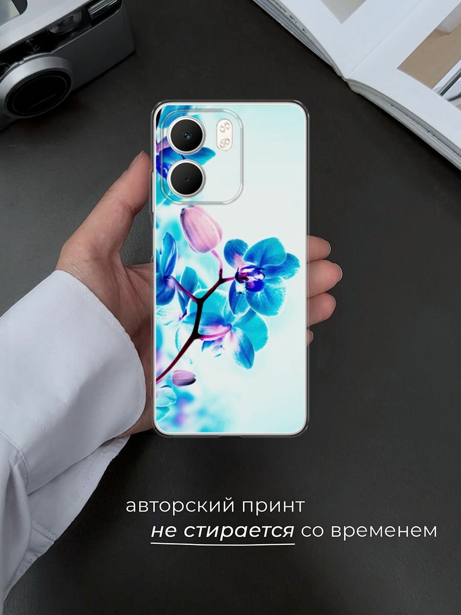 Силиконовый чехол на Oppo A5x / Оппо А5x с принтом "Голубая орхидея" — фото 1