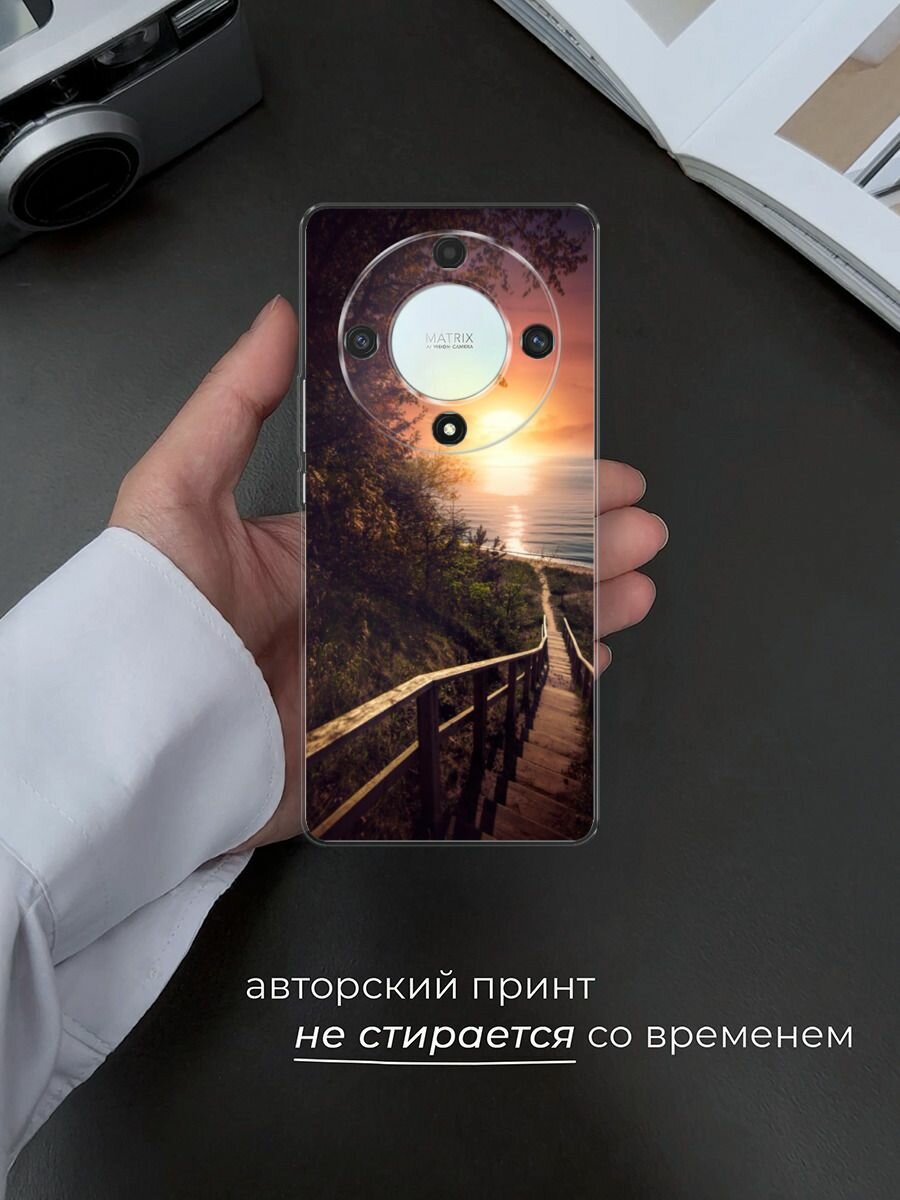 Силиконовый чехол на Honor X9A / Хонор X9A с принтом "Мост у воды" — фото 1