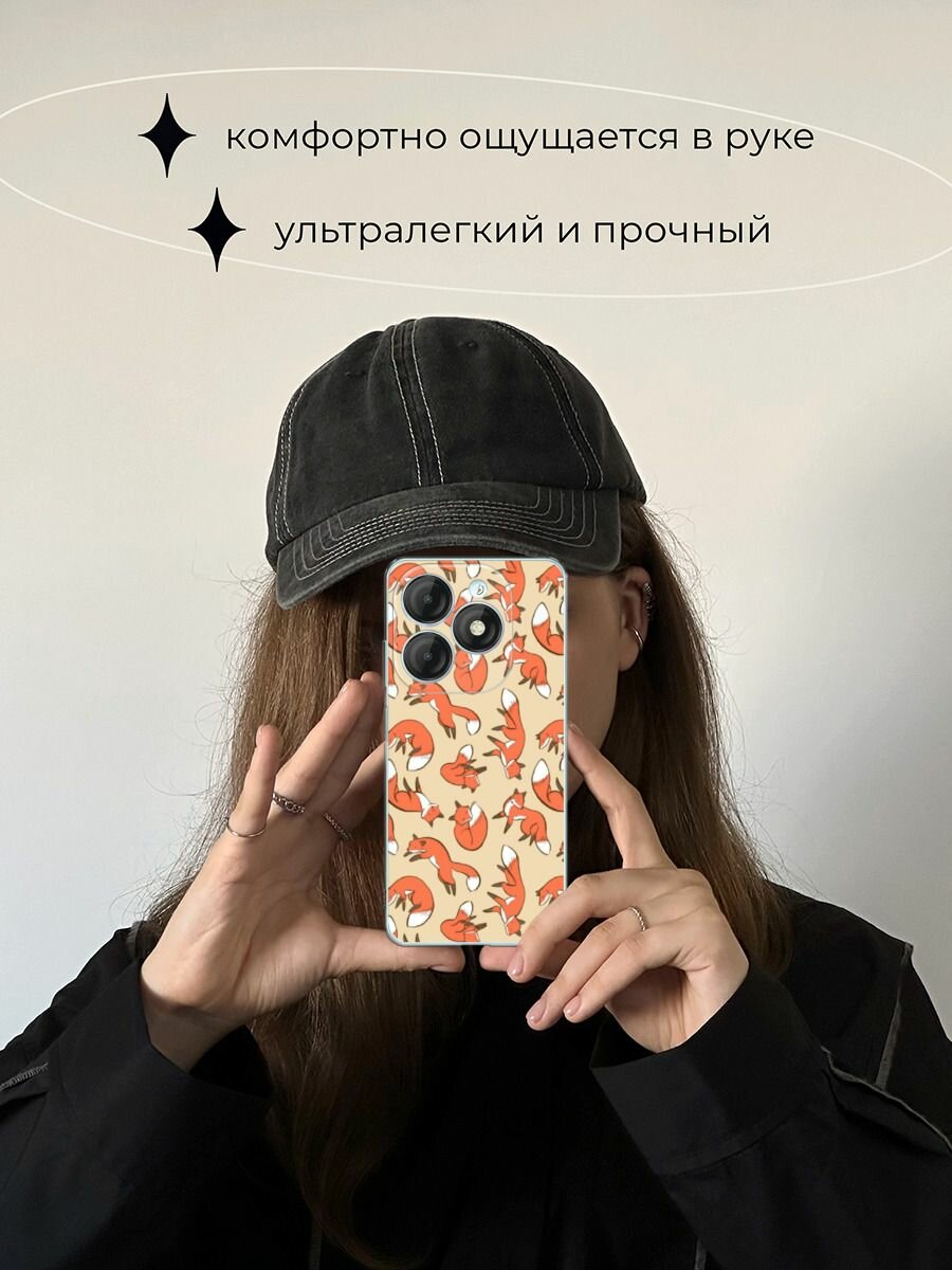 Силиконовый чехол на Itel P55 / Ител Р55 с принтом "Лисички фон" — фото 1