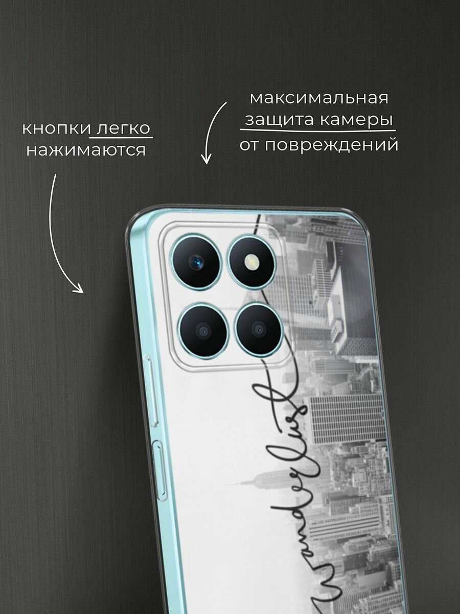 Силиконовый чехол на Honor X6A / Хонор X6A с принтом "Черно город" — фото 1