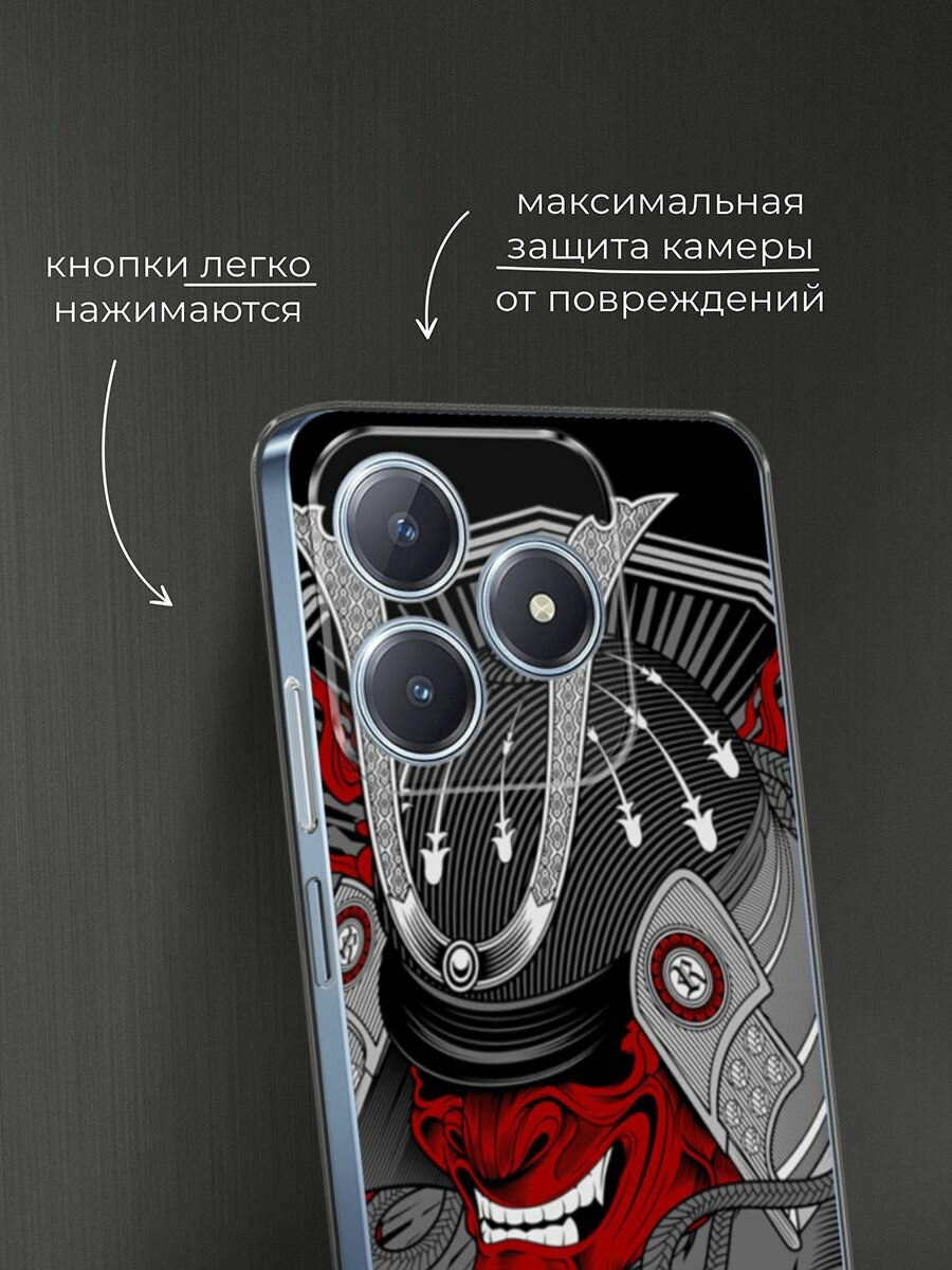 Чехол на Realme C63 / Реалми С63 с принтом "Красная маска самурая" — фото 1