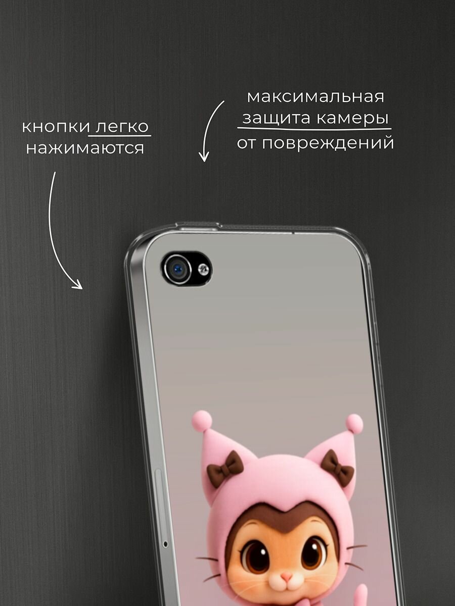 Чехол на Apple iPhone 4/4S / Айфон 4/4S с принтом "Котик в пижаме" — фото 1