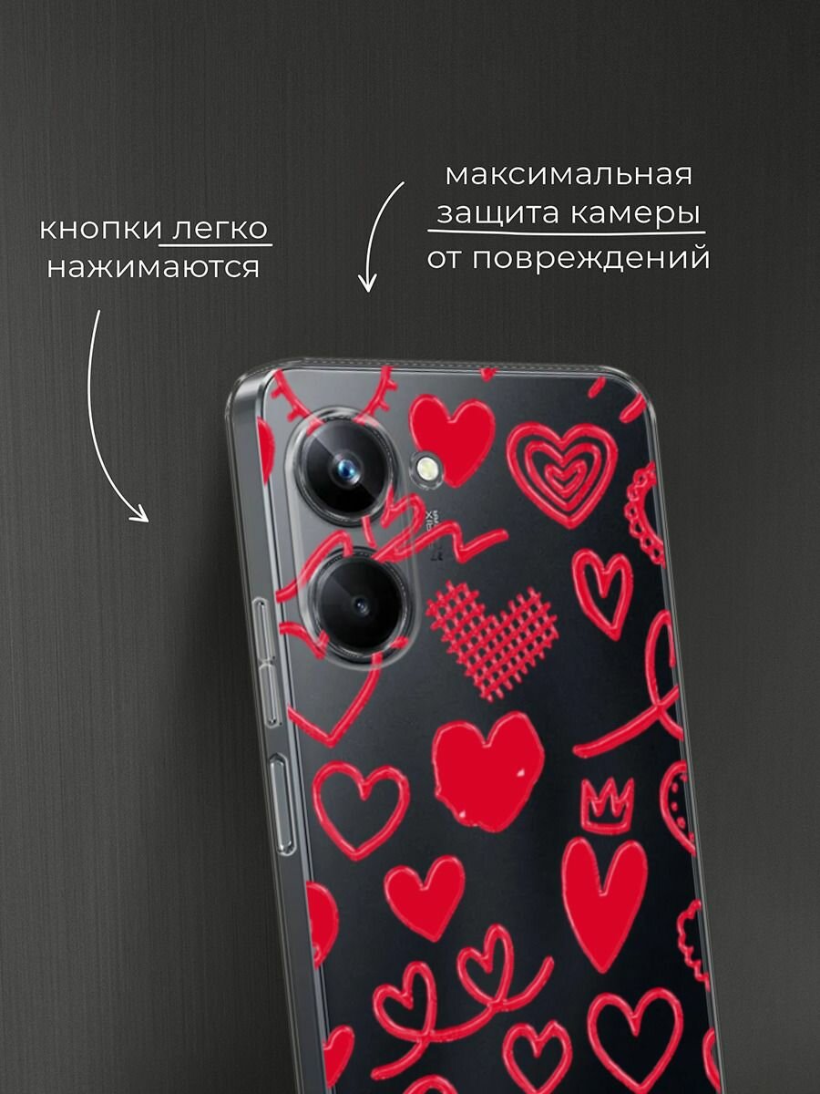 Чехол на Realme 10 Pro / Реалми 10 Про с принтом "Разные сердечки" — фото 1