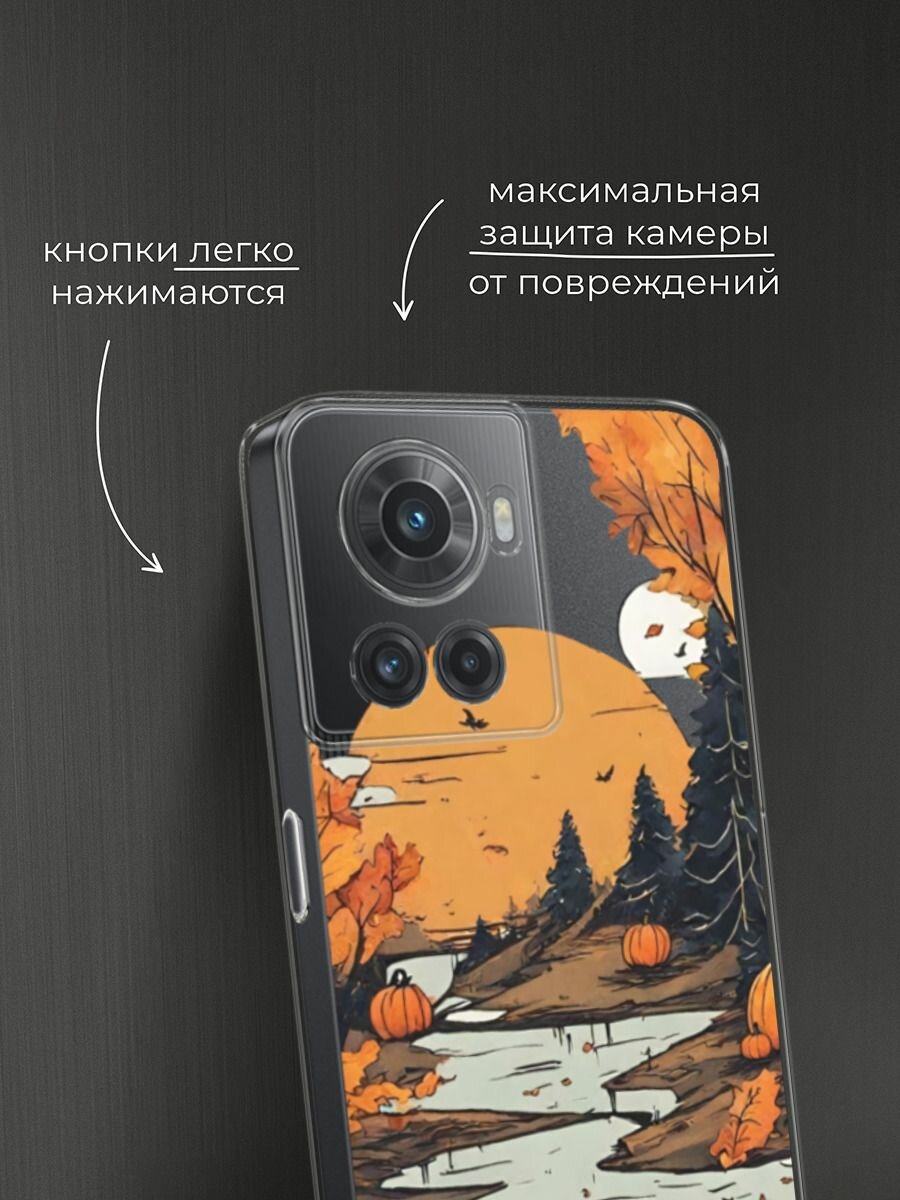 Чехол на OnePlus 10R/Ace / Ван Плас 10R/Ace с принтом "Осенний лесной уголок", прозрачный — фото 1