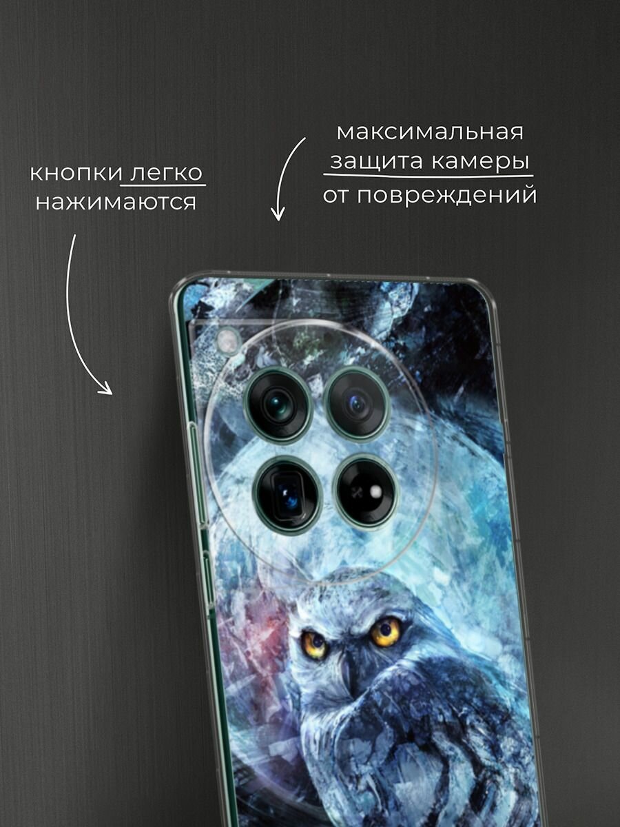 Силиконовый чехол на OnePlus 12 / Ван Плас 12 с принтом "Сова арт 8" — фото 1