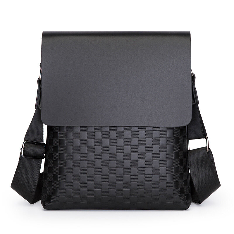 Sac messager en cuir pour homme, элегантный мешок с бандульером, мешок с вытянутой бандулькой, мотив в карро, нуар