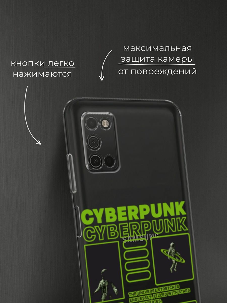 Чехол на Samsung Galaxy A03S / Самсунг Галакси A03S с принтом "Cyberpunk", прозрачный — фото 1