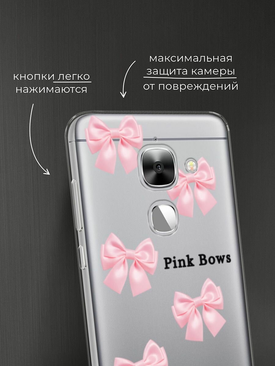 Чехол на LeEco Le 2/2 pro / Лееко Ле 2/2 про с принтом "Pink Bows", прозрачный — фото 1