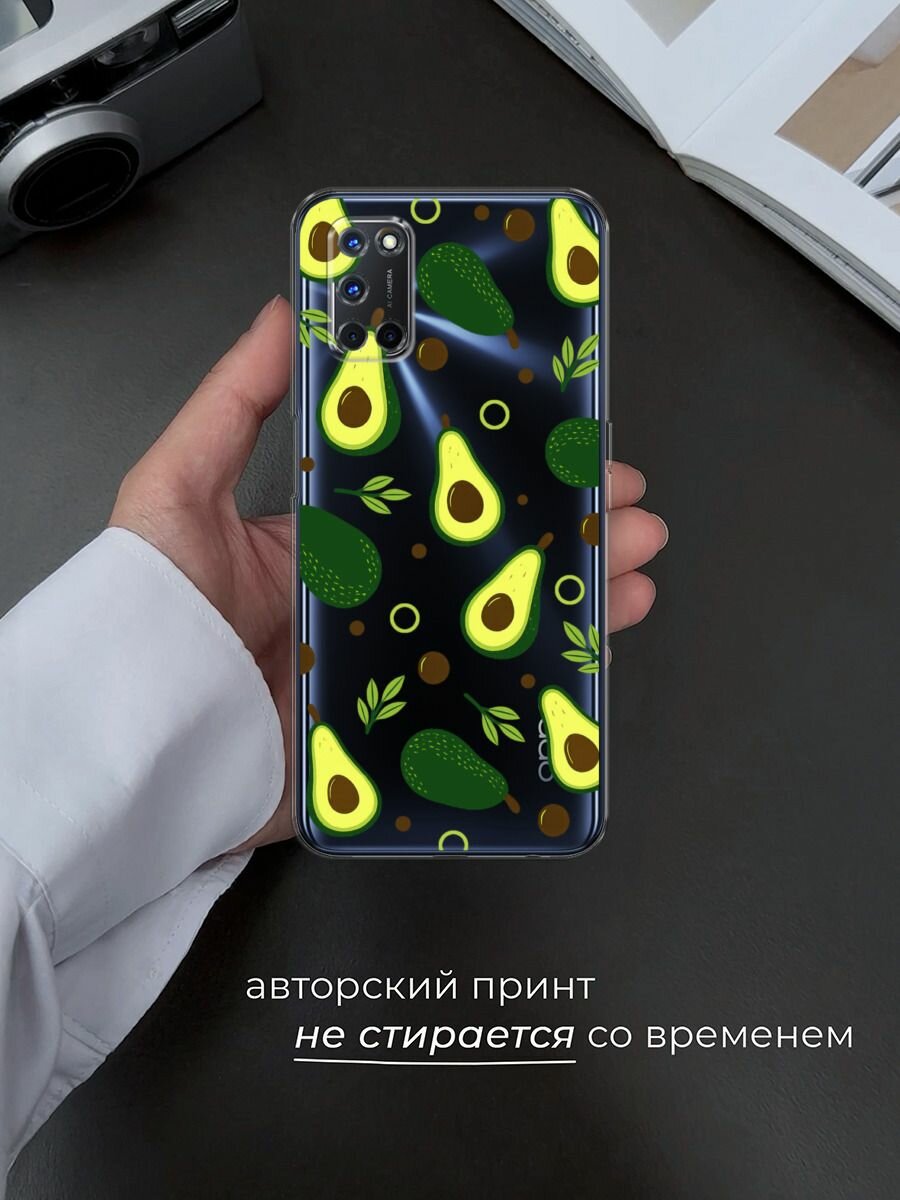 Чехол на Oppo A52/A72 / Оппо A52/A72 с принтом "Авокадо паттерн", прозрачный — фото 1