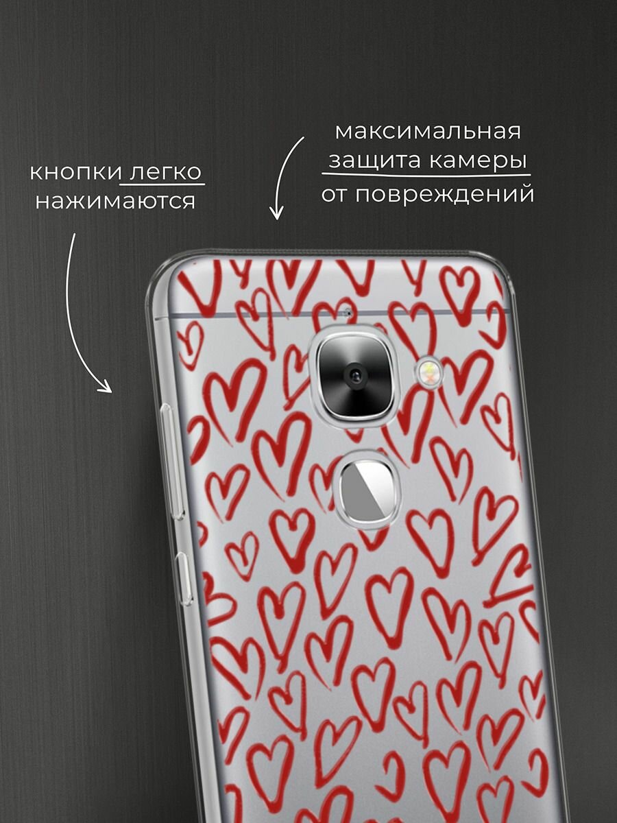 Чехол на LeEco Le 2/2 pro / Лееко Ле 2/2 про с принтом "Легкие бордовые сердечки" — фото 1