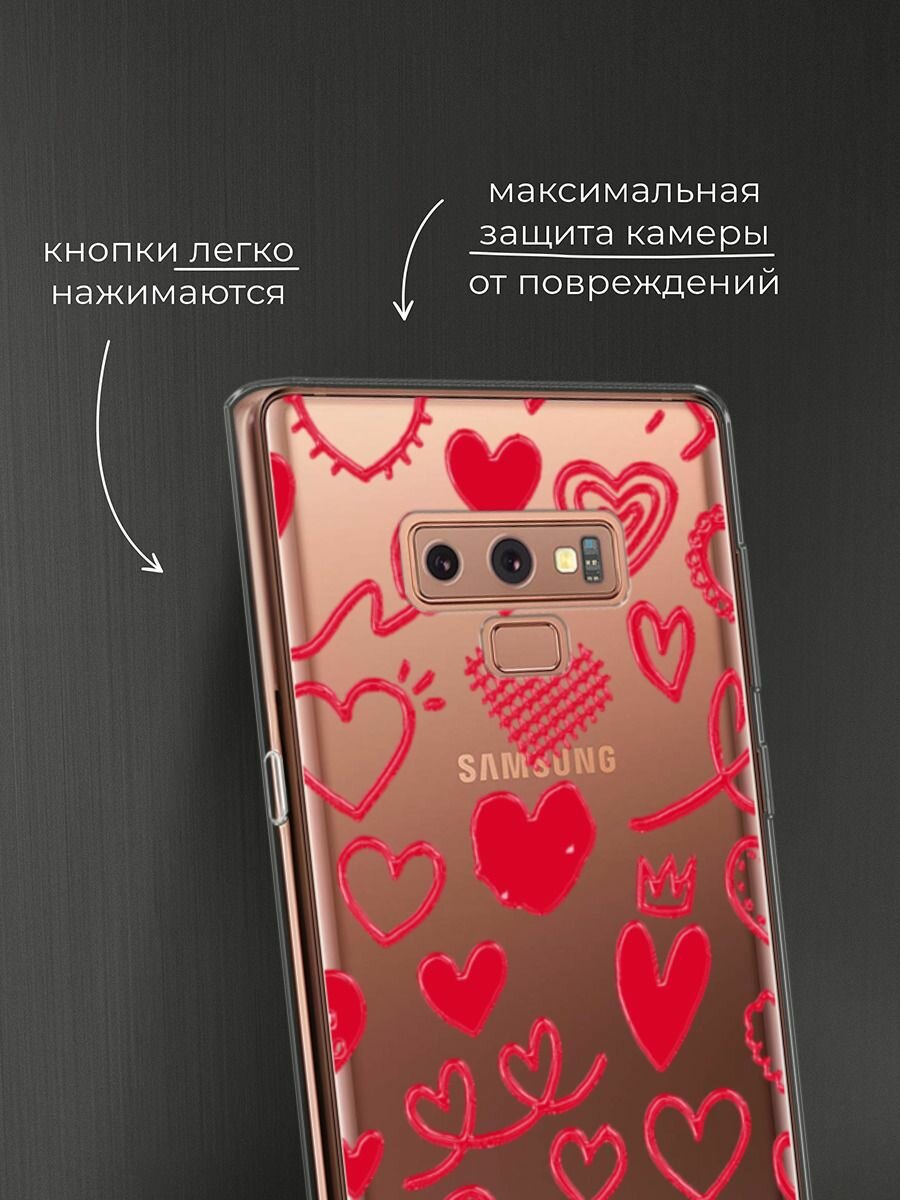 Чехол на Samsung Galaxy Note 9 / Самсунг Галакси Нот 9 с принтом "Разные сердечки" — фото 1