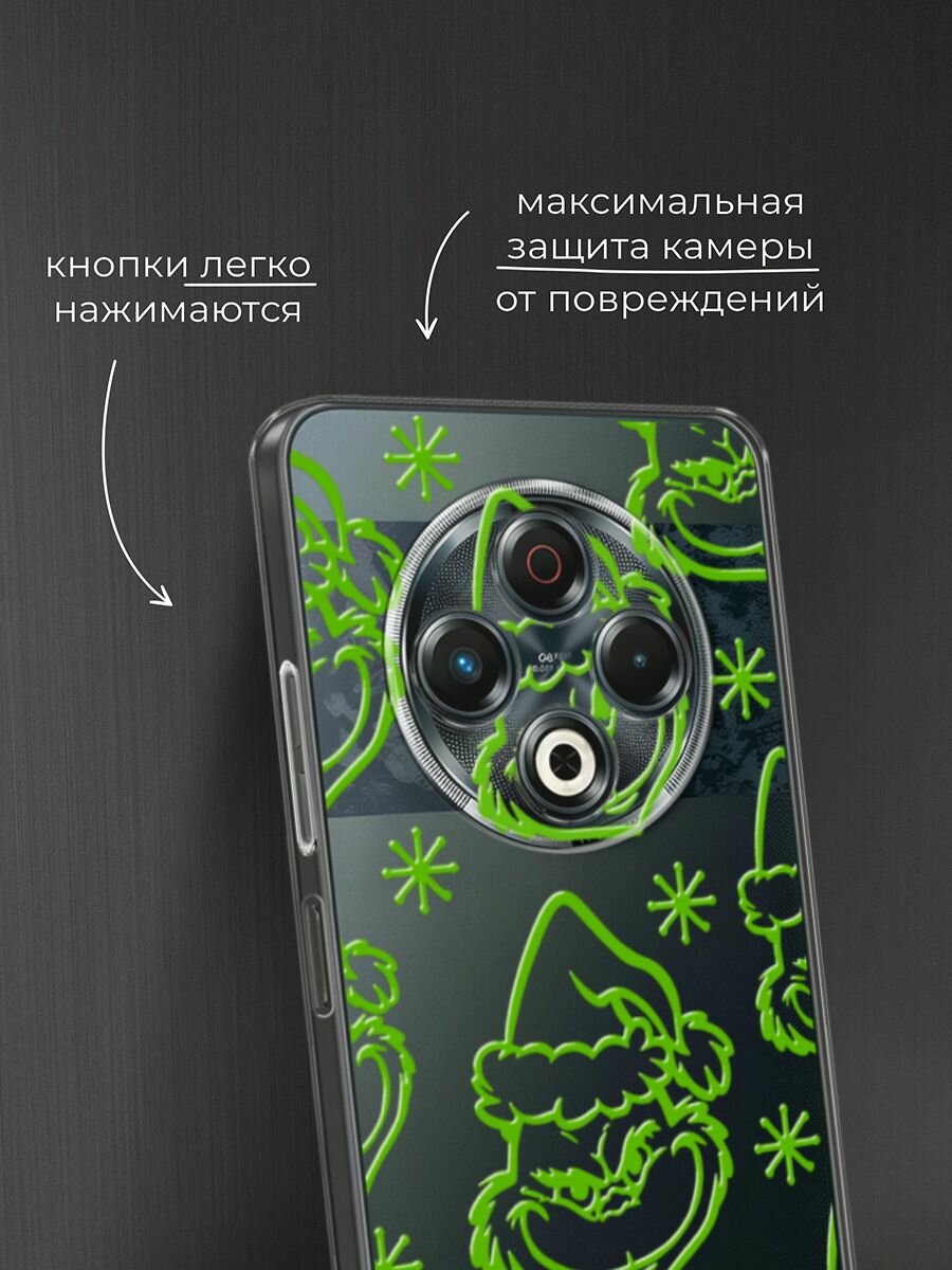 Чехол на Tecno Spark 30 / Текно Спарк 30 с принтом "Зеленый Гринч 3" — фото 1