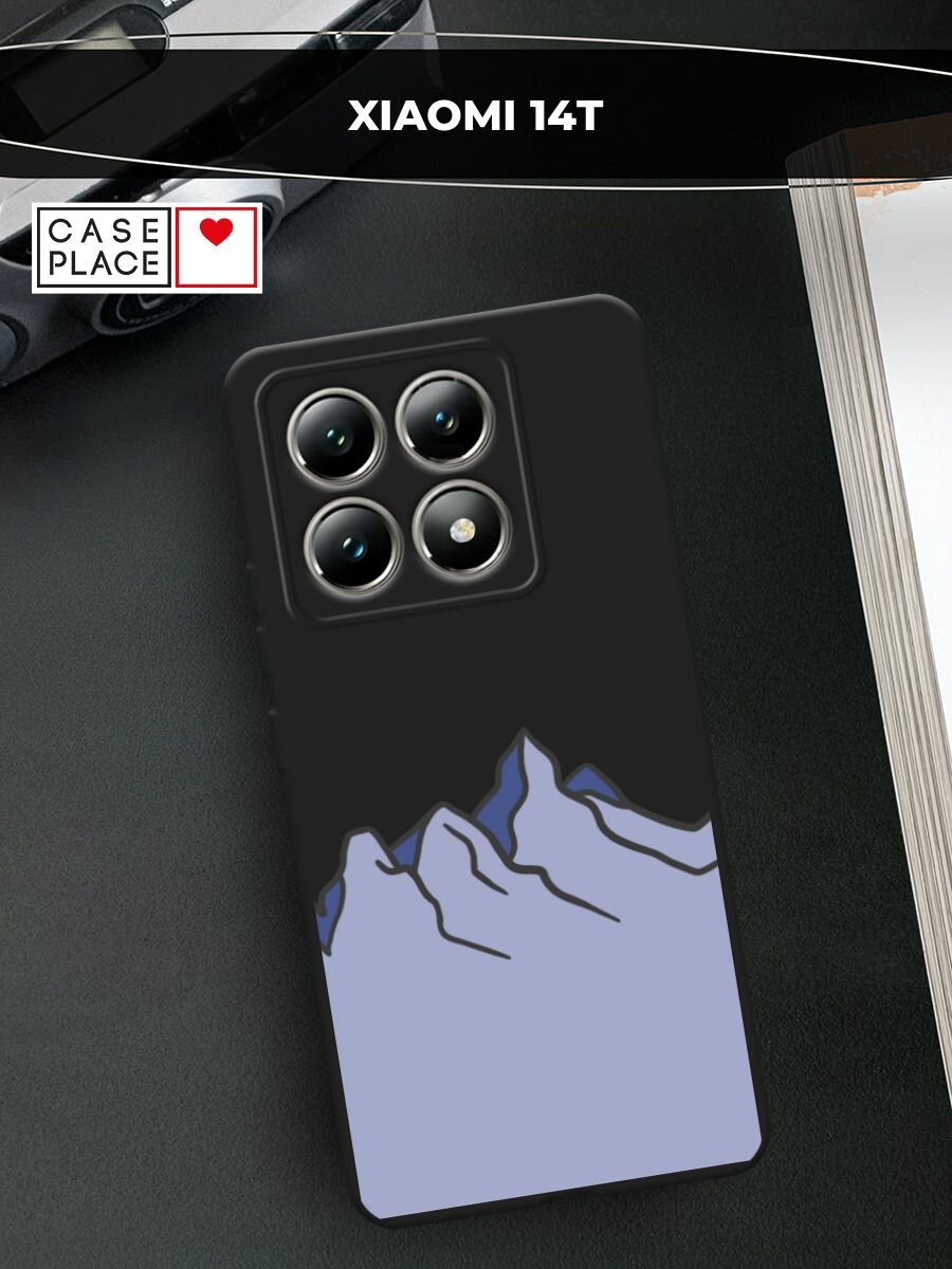 Черный матовый чехол на Xiaomi 14T / Сяоми 14T с принтом "Гора"