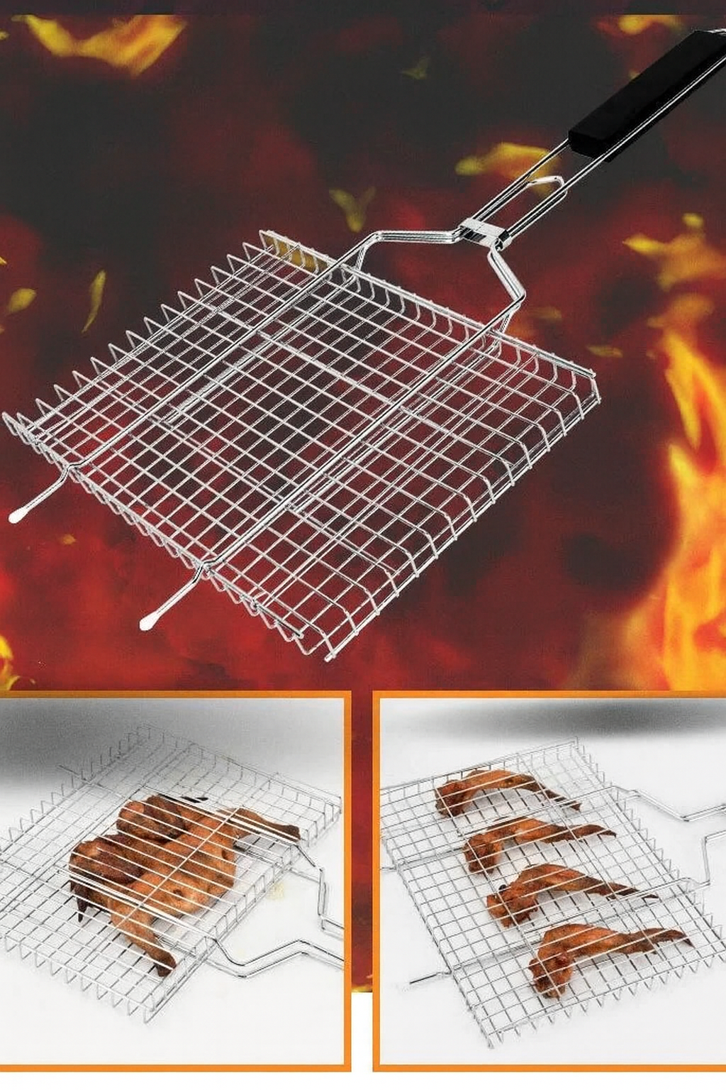 Решетка для мангала и гриля для овощей, курицы и мяса, 35 см