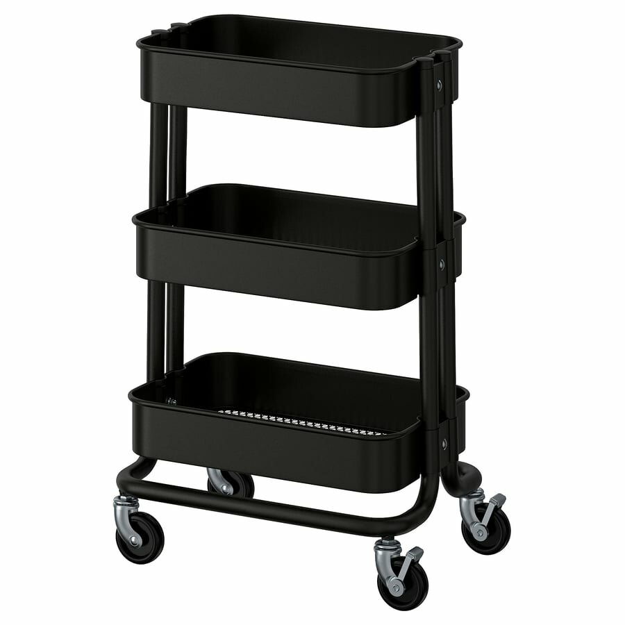 Тележка IKEA RASKOG, цвет черный, размер 28x38x61 см, 805.867.90
