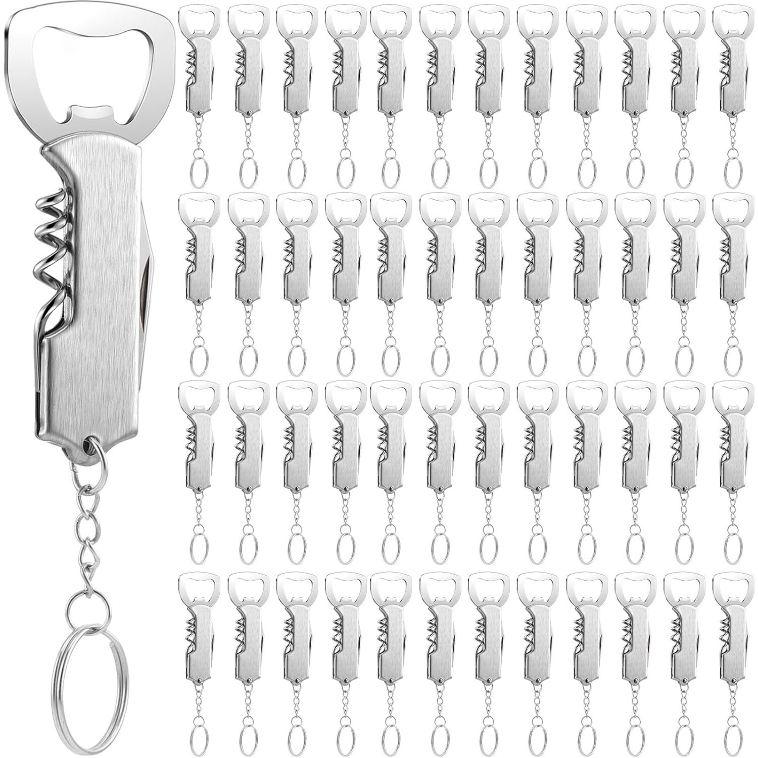 48 шт. Ключи-открыватели для бутылок, Пакет Ключи-открыватели для винных бутылок, Открыватели для пивных бутылок, Ключи-открыватели, 3.27 дюйма, Из нержавеющей стали, КORKSCREW, Официантский КORKSCREW, Винный ключ-открыватель, Для бара, вечеринки,