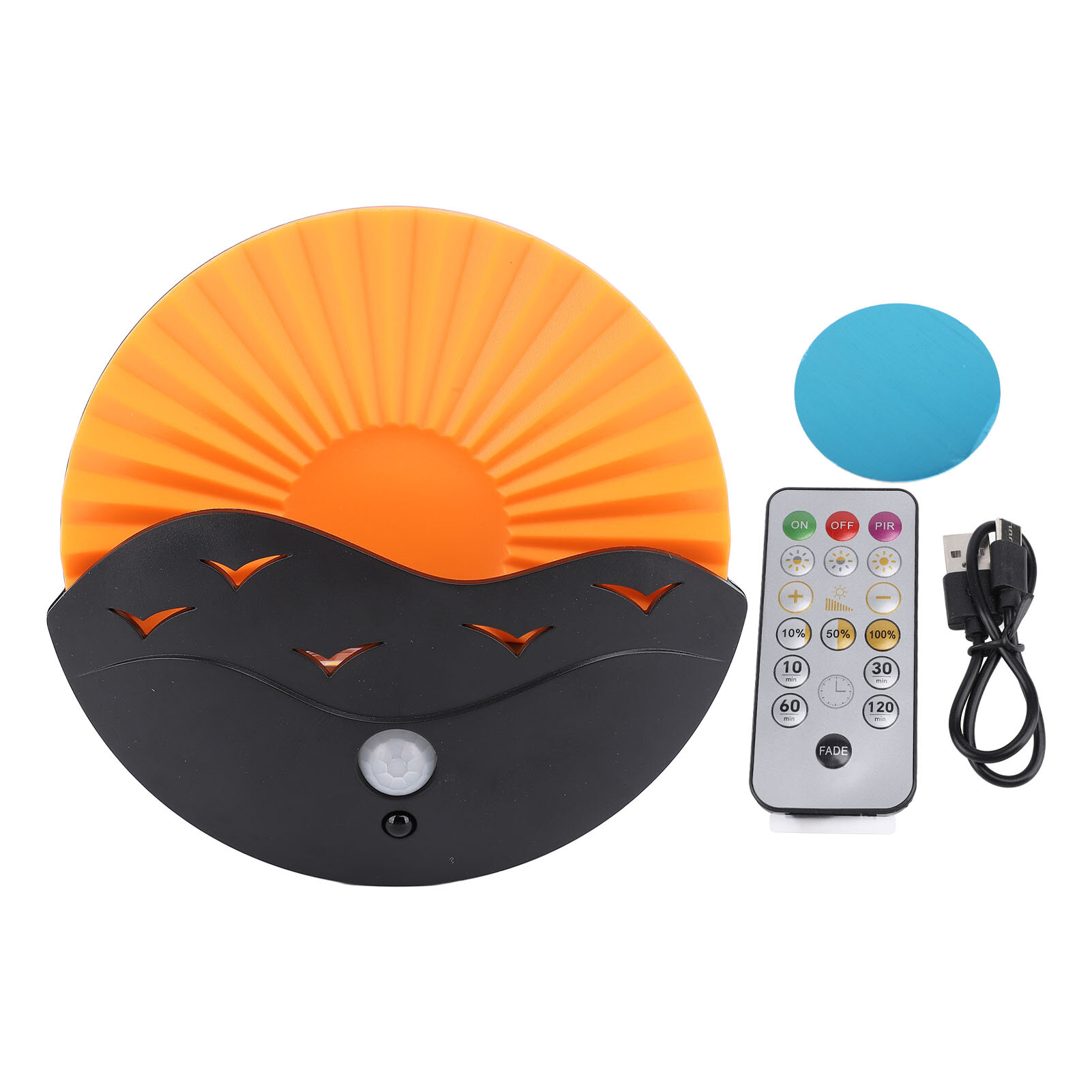 Датчик движения стена Стена Бесплатная пустынь 3000K Цистральная светодиодная лампа с удаленным перезаряжаемым ночным светом для лестничной коридовой солнца Санрайз Санрайз