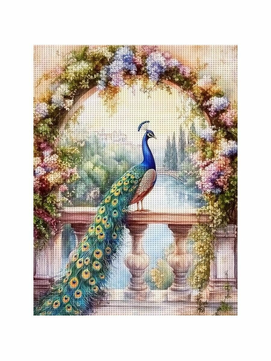 Эксклюзивный набор для вышивки павлина 30х40 см 14ct 40 цветов
