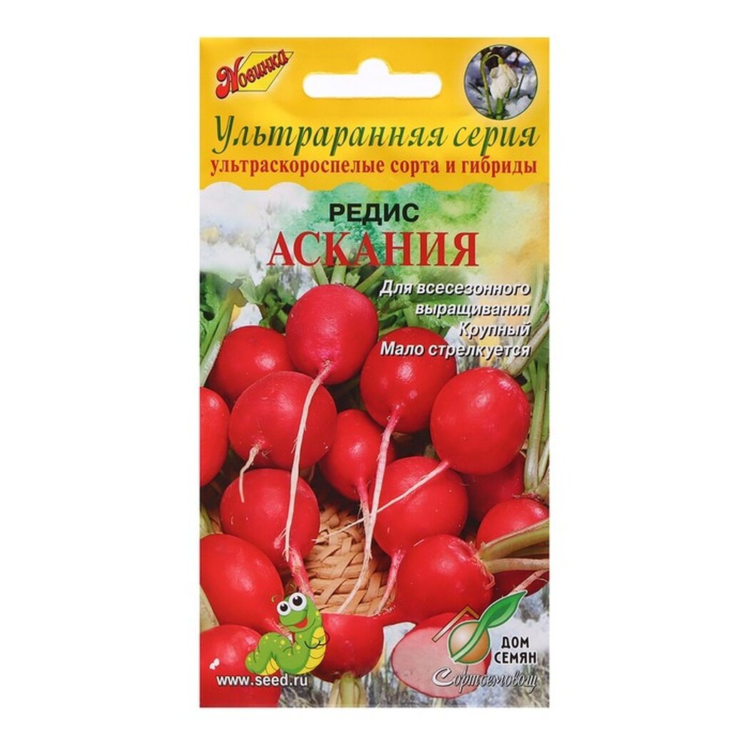 Семена редиса "Аскания" Дом семян, 130 штук, ранний сорт, красный