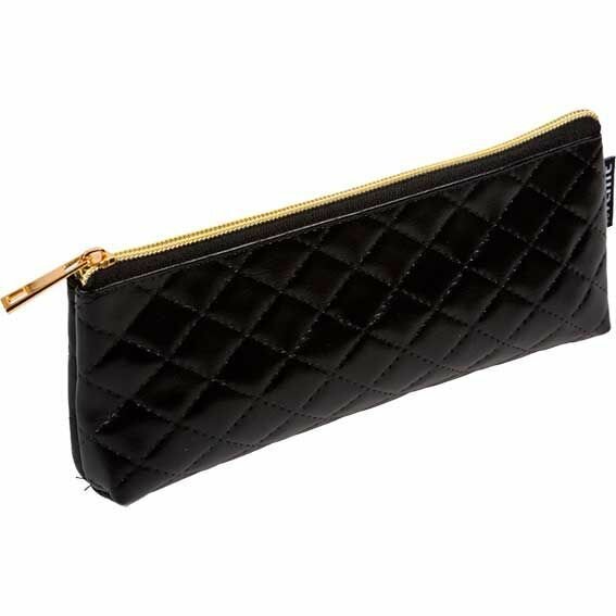 Пенал-косметичка deVENTE "Artique", 210х80х35 мм, на 45 предметов, черный треугольный, кожзам