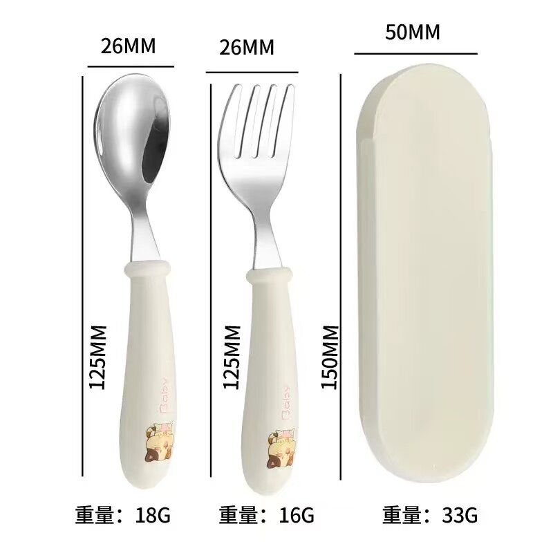 Набор детских столовых приборов в футляре: вилка, ложка