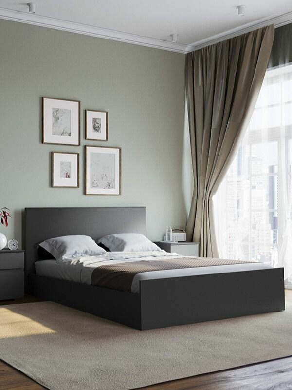 ARNIKA Кровать 140x200 с настилом из ДСП Плейона, Графит серый