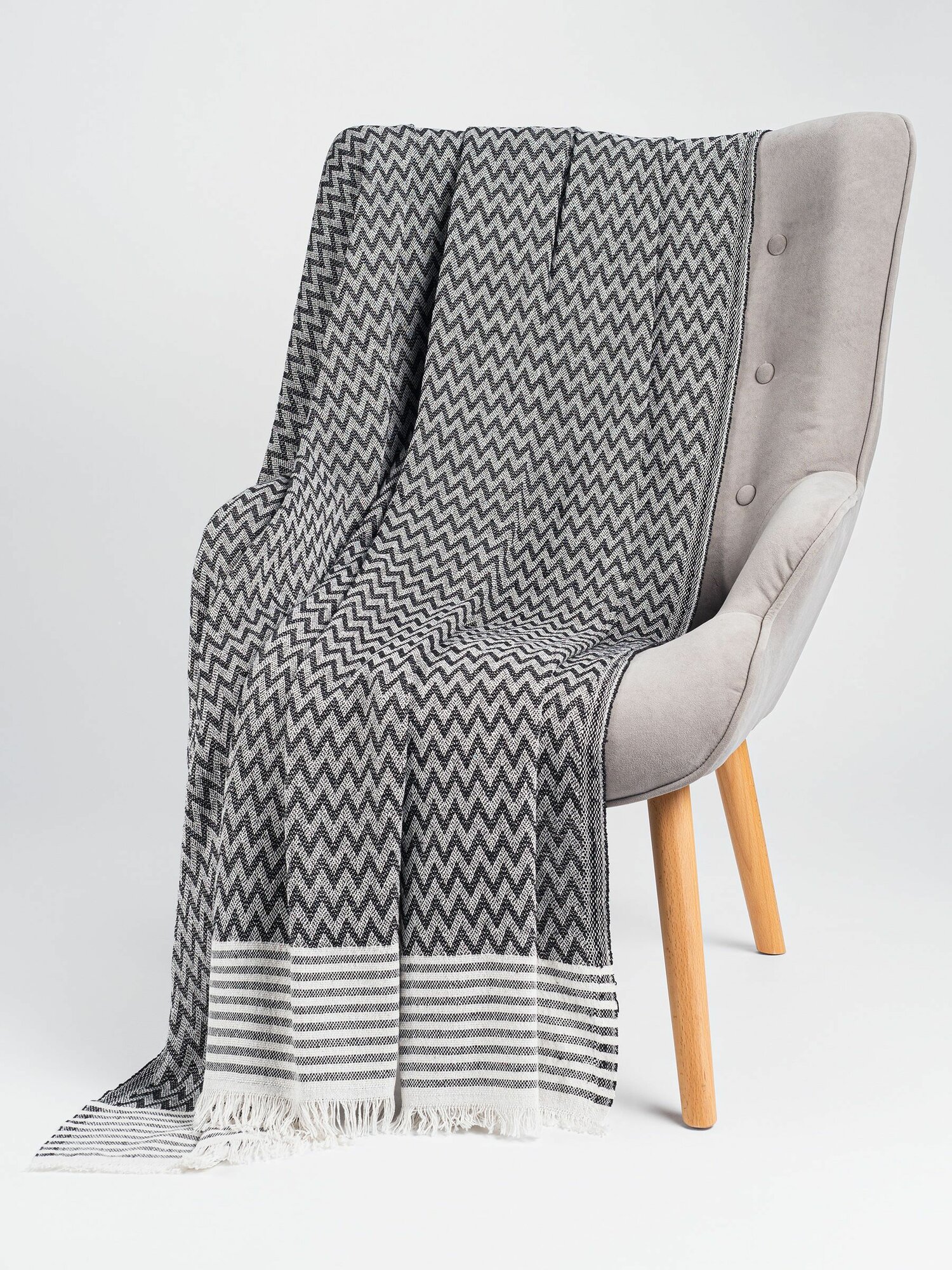 Плед ELISA цвет черный 170*210 , хлопок , Турция