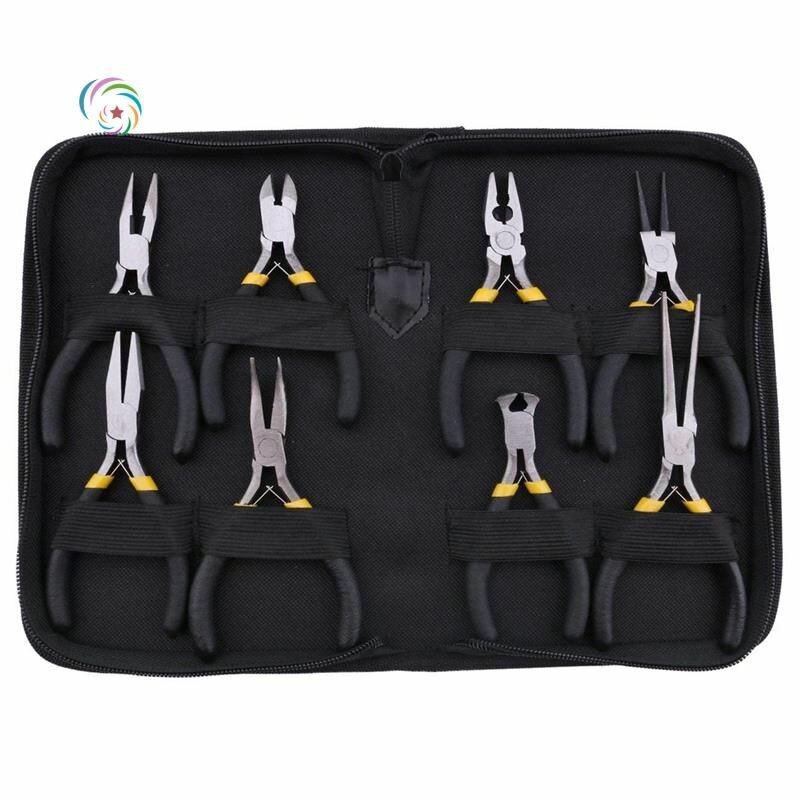 (W G B D) Набор мини-плоскогубцев из 8 предметов, длинный нос с зубцами, плоская губка, игла круглым изгибом, диагональный носик, кусачки совместим резки концов проволоки, плоскогубцы