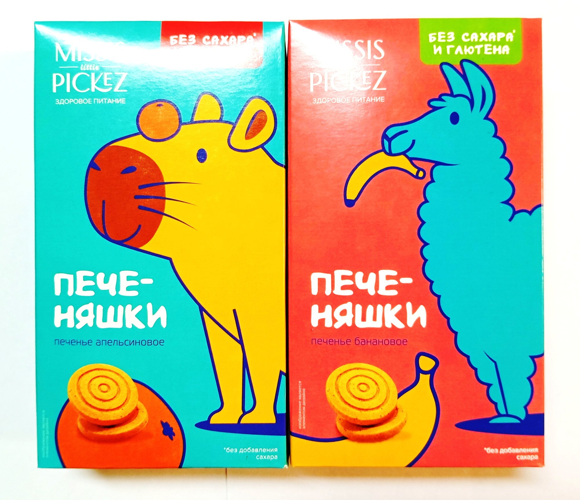 Набор Ассорти печенье-овсяное"Missis Pickez" Для детей Банановое и Апельсиновое Без сахара и глютена 2 шт вес 200гр