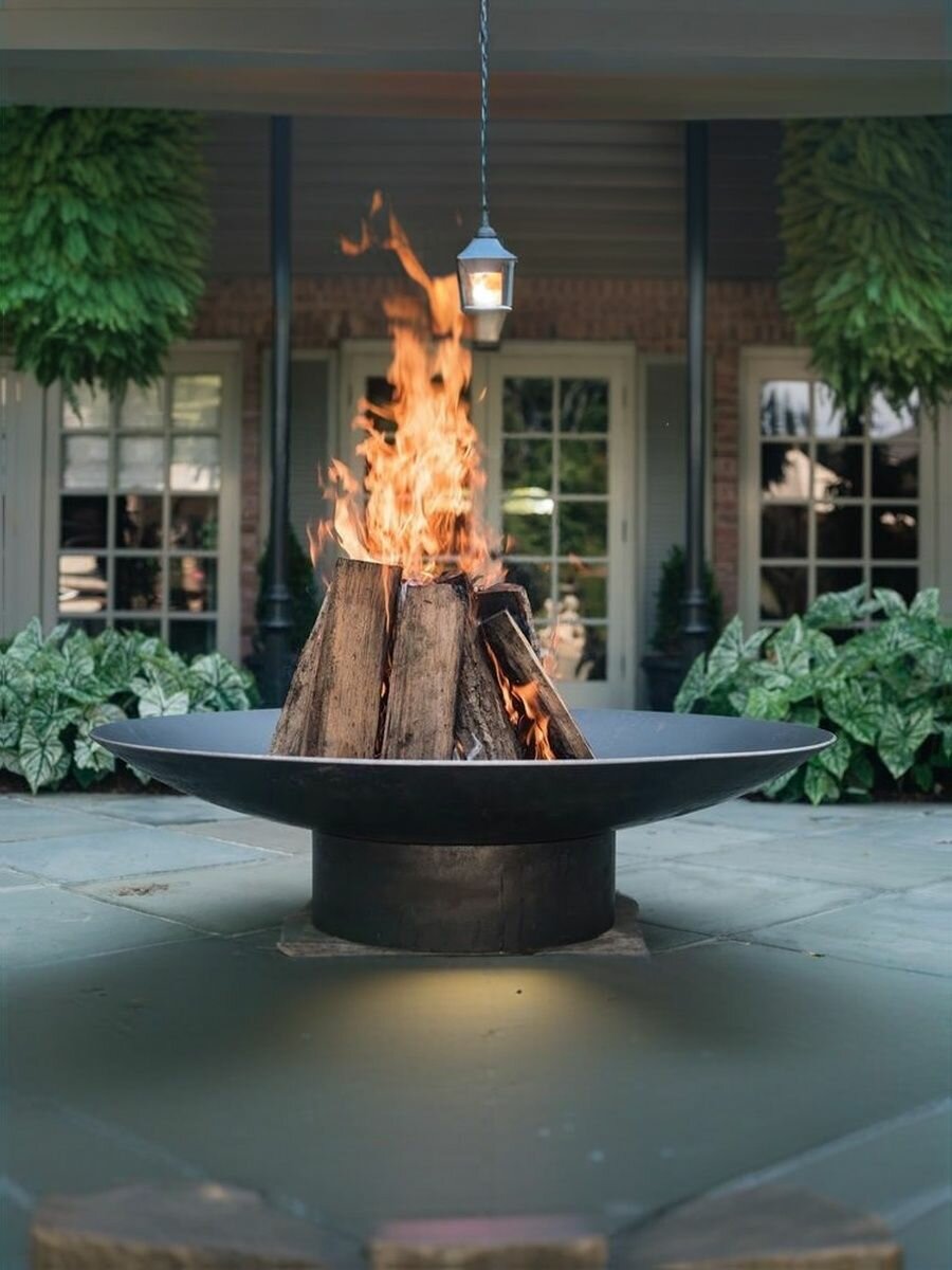 Костровая чаша Сфера "Round D-900", толщина 6 мм. цвет черный-матовый